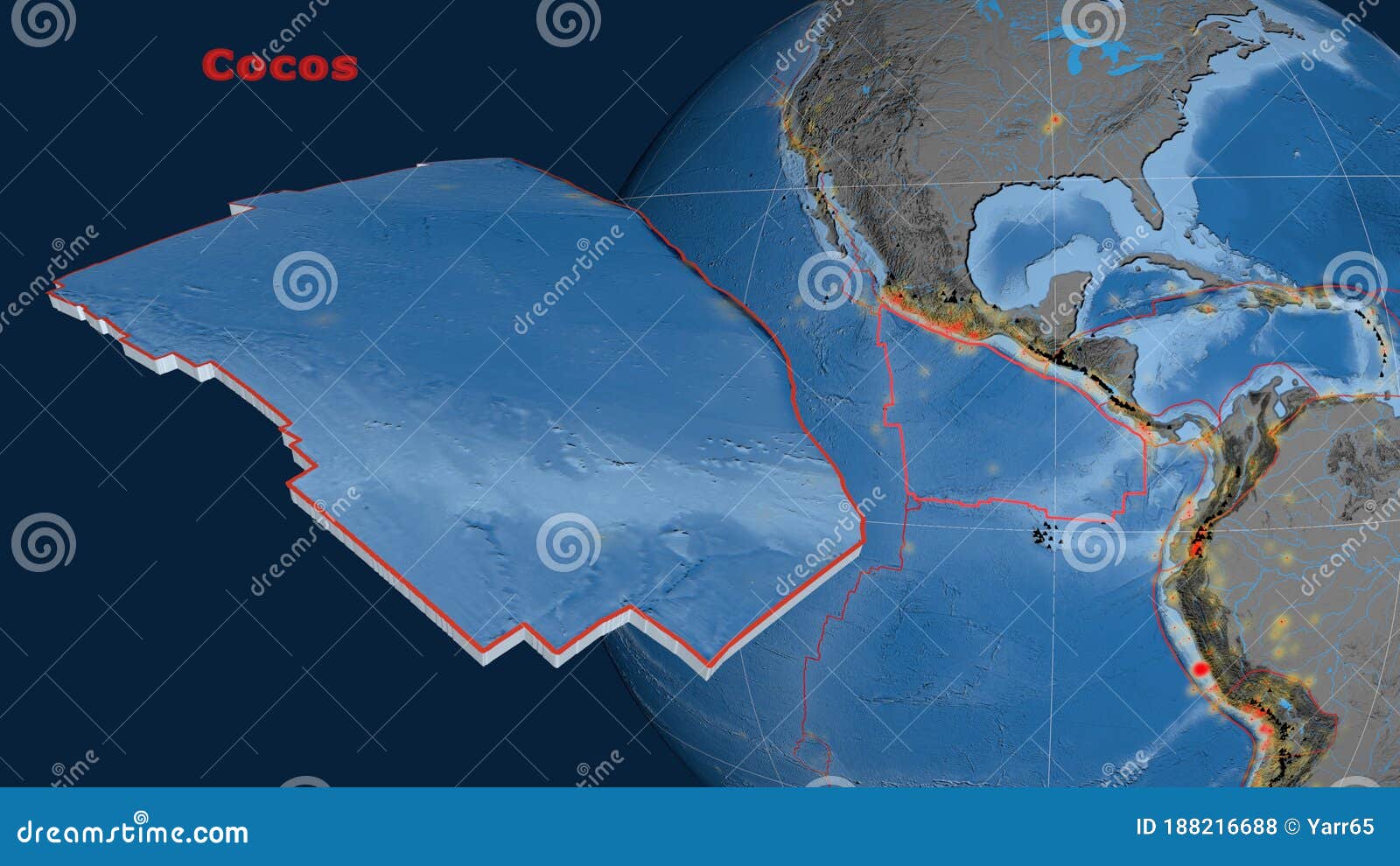 Cocos Plate Described and Presented - Topo and Bathy Stock Illustration ...