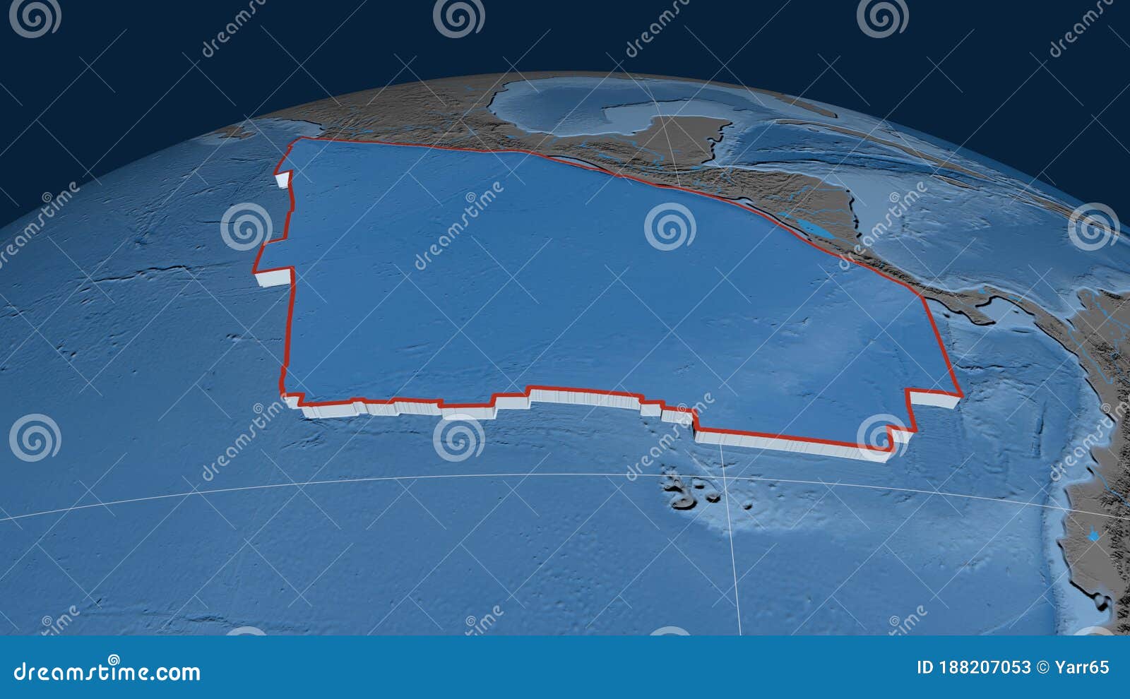 Cocos Plate Extruded - Topo and Bathy Stock Illustration - Illustration ...