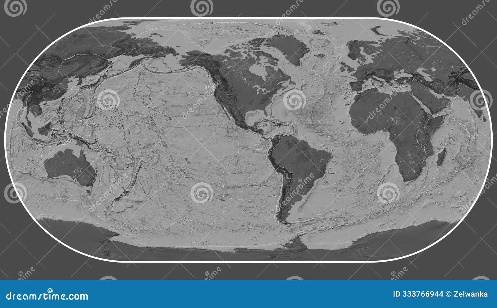 Cocos Plate - Global Map. Eckert III. Bilevel Stock Illustration ...
