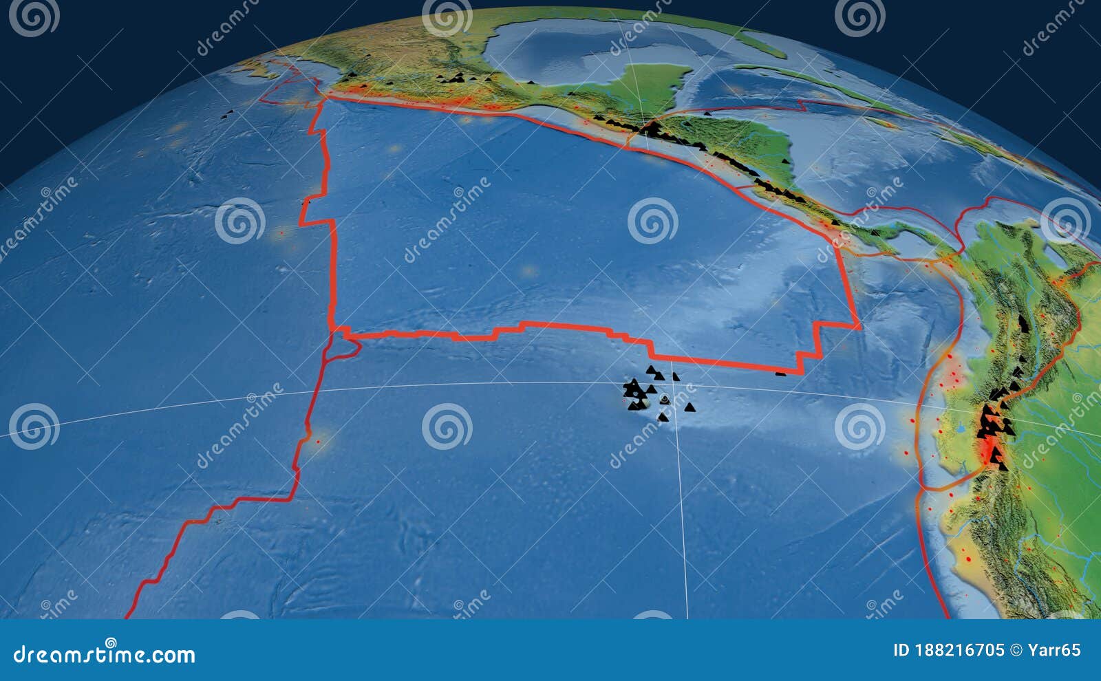 Cocos Plate Outlined - Natural Earth Stock Illustration - Illustration ...