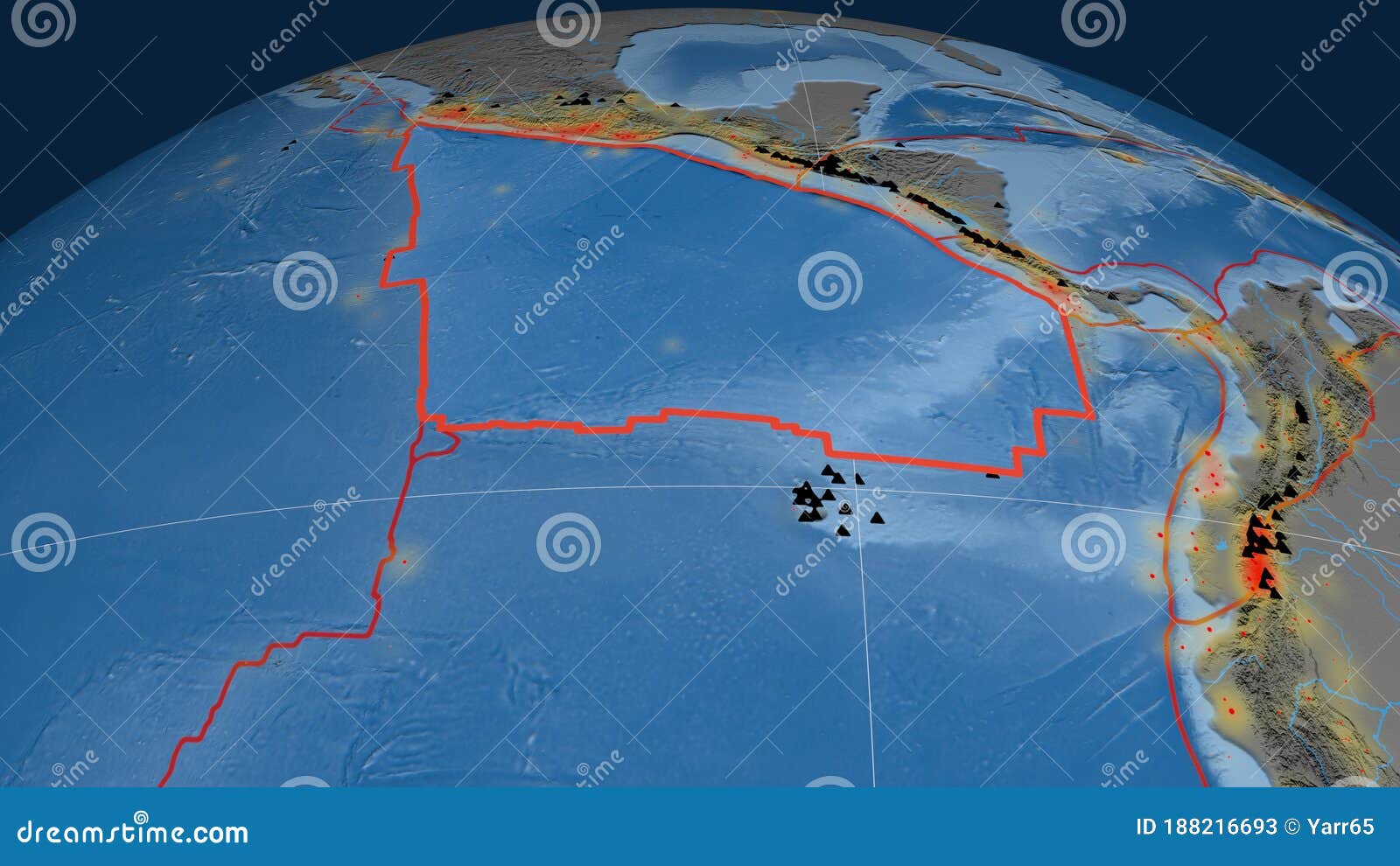 Cocos Plate Outlined - Topo and Bathy Stock Illustration - Illustration ...