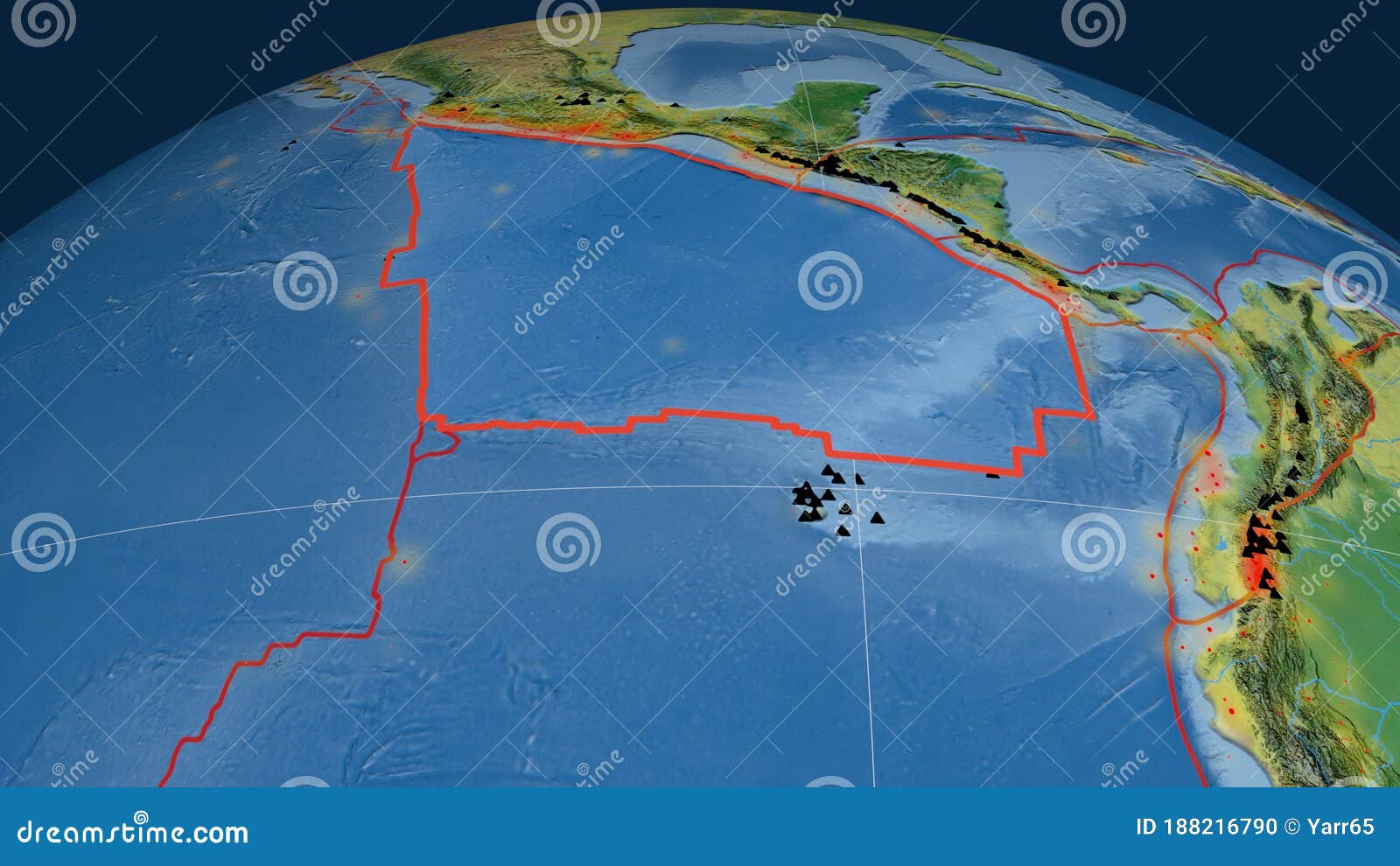 Cocos Plate Outlined - Topographic Stock Illustration - Illustration of ...