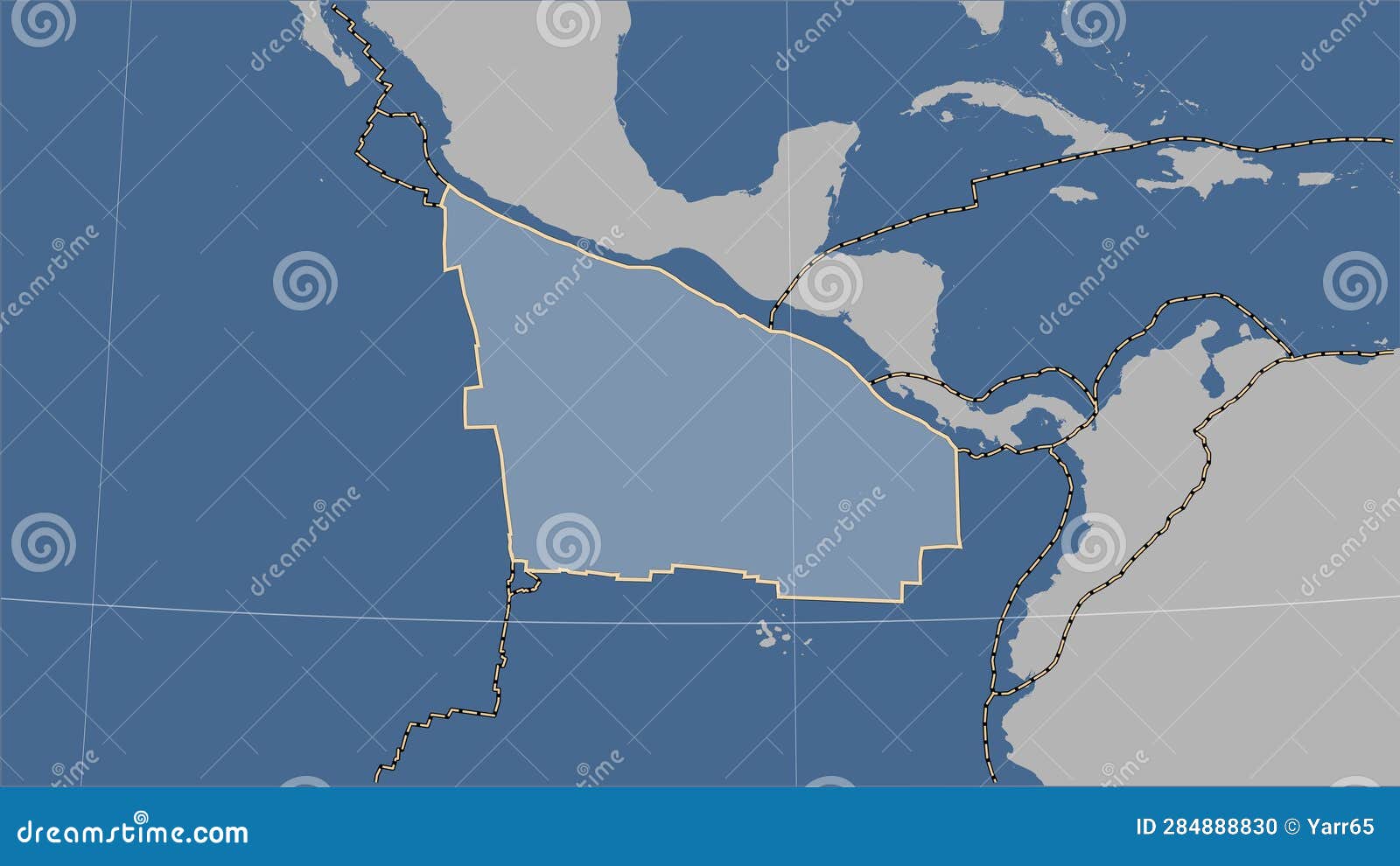 Cocos Plate - Boundaries. Contour Map Stock Illustration - Illustration ...