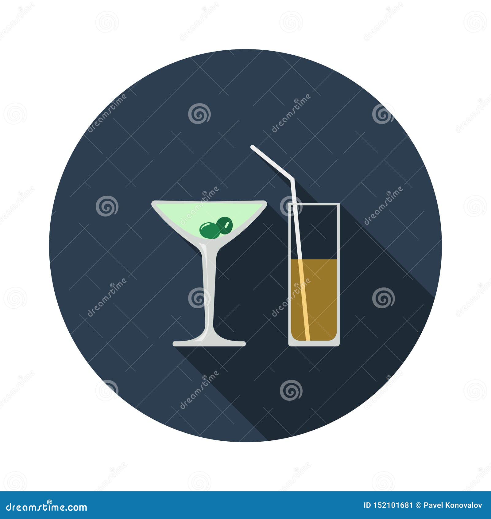 Coctail Glasses Icon stock vector. Illustration of flat - 152101681