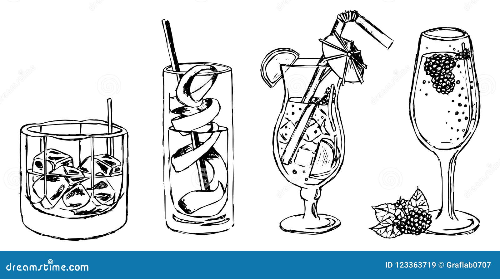 Coctails and Drinks Vector Set Stock Illustration - Illustration of ...