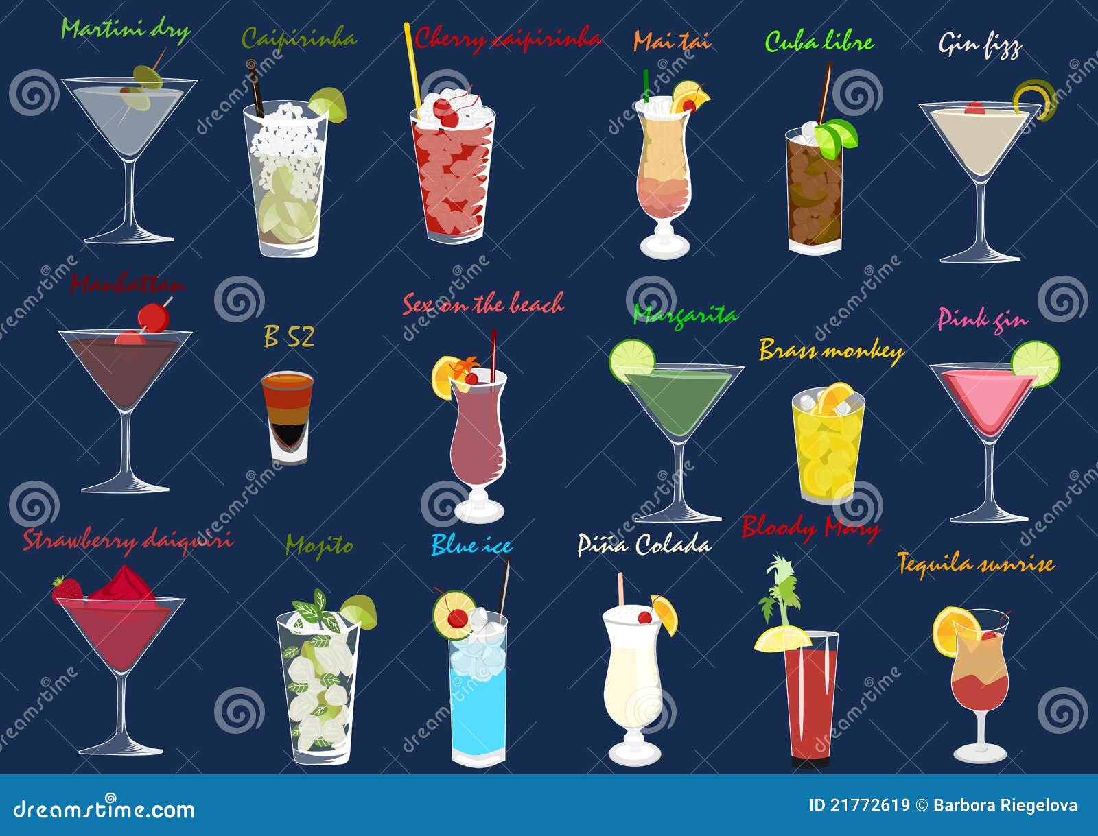 Coctails set stock vector. Illustration of martini, alcohol - 21772619