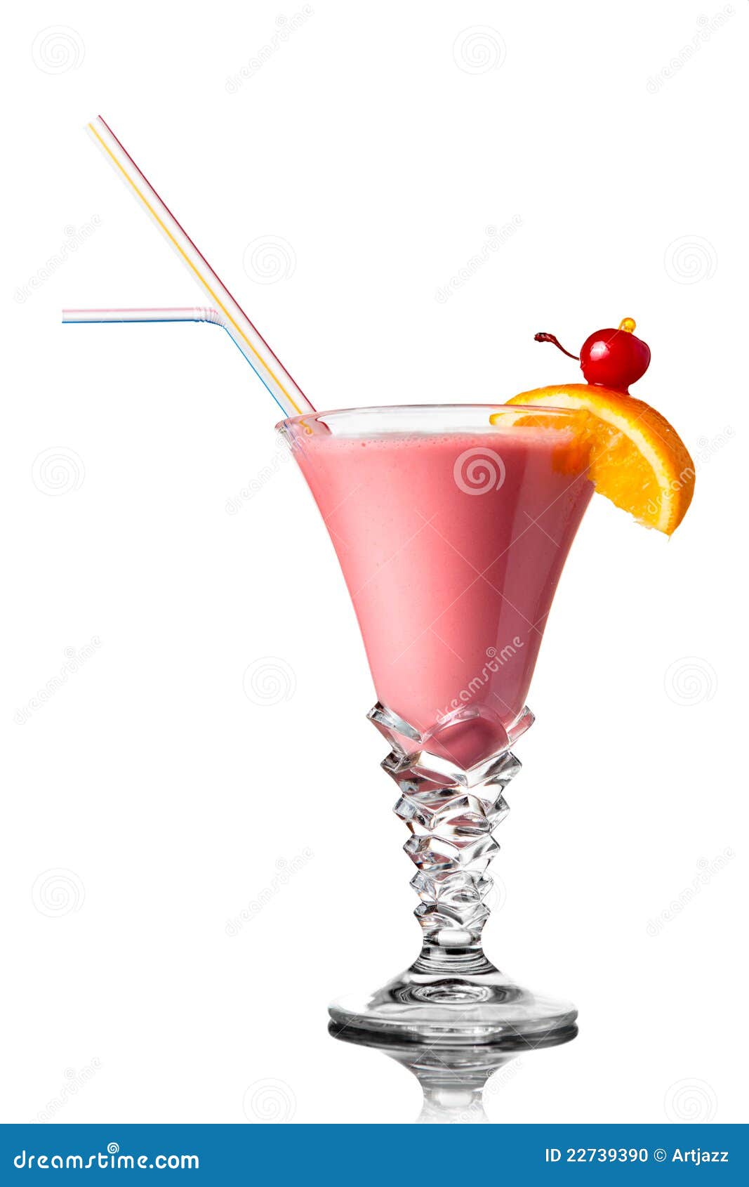 Coctel Rosado Aislado En Blanco Foto de archivo - Imagen de cereza ...