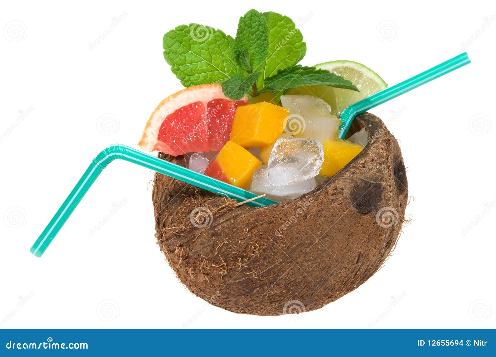 Coctel Tropical Con El Coco Foto de archivo - Imagen de soda, aislado ...