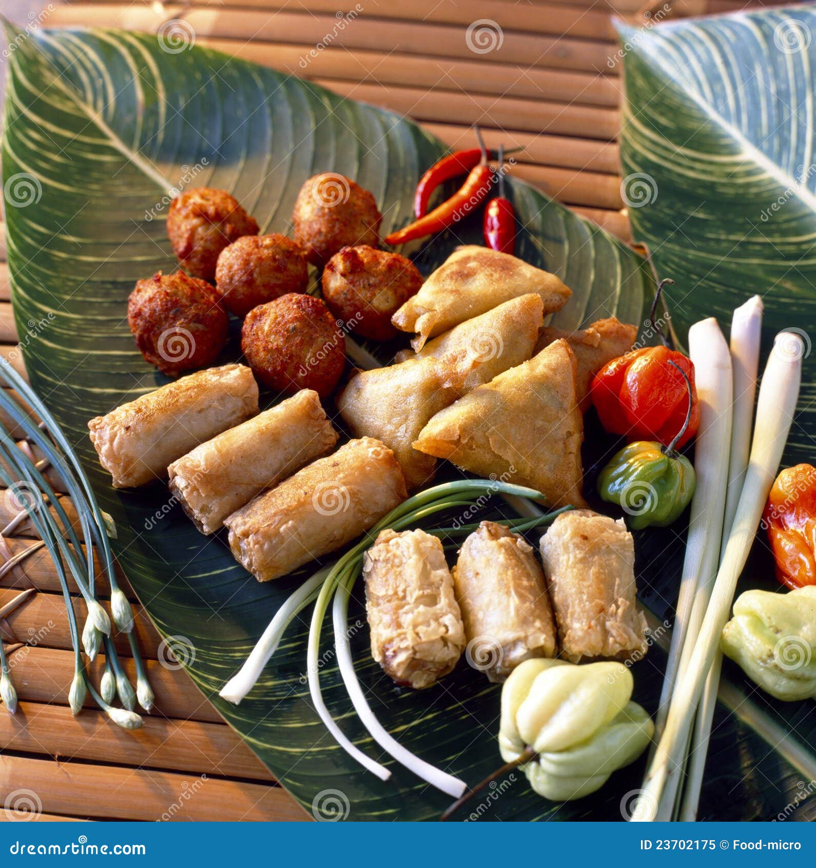 Cod Accras,samossas and Nems Stock Image - Image of banana, pastry ...