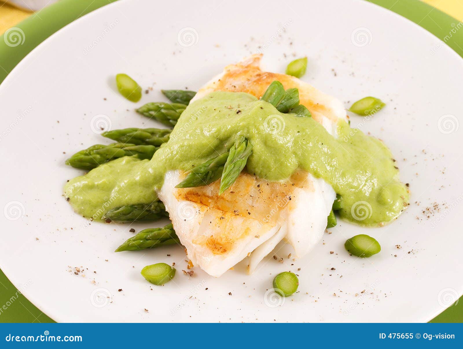 Cod with Asparagus stock image. Image of fork, toped, fillet - 475655
