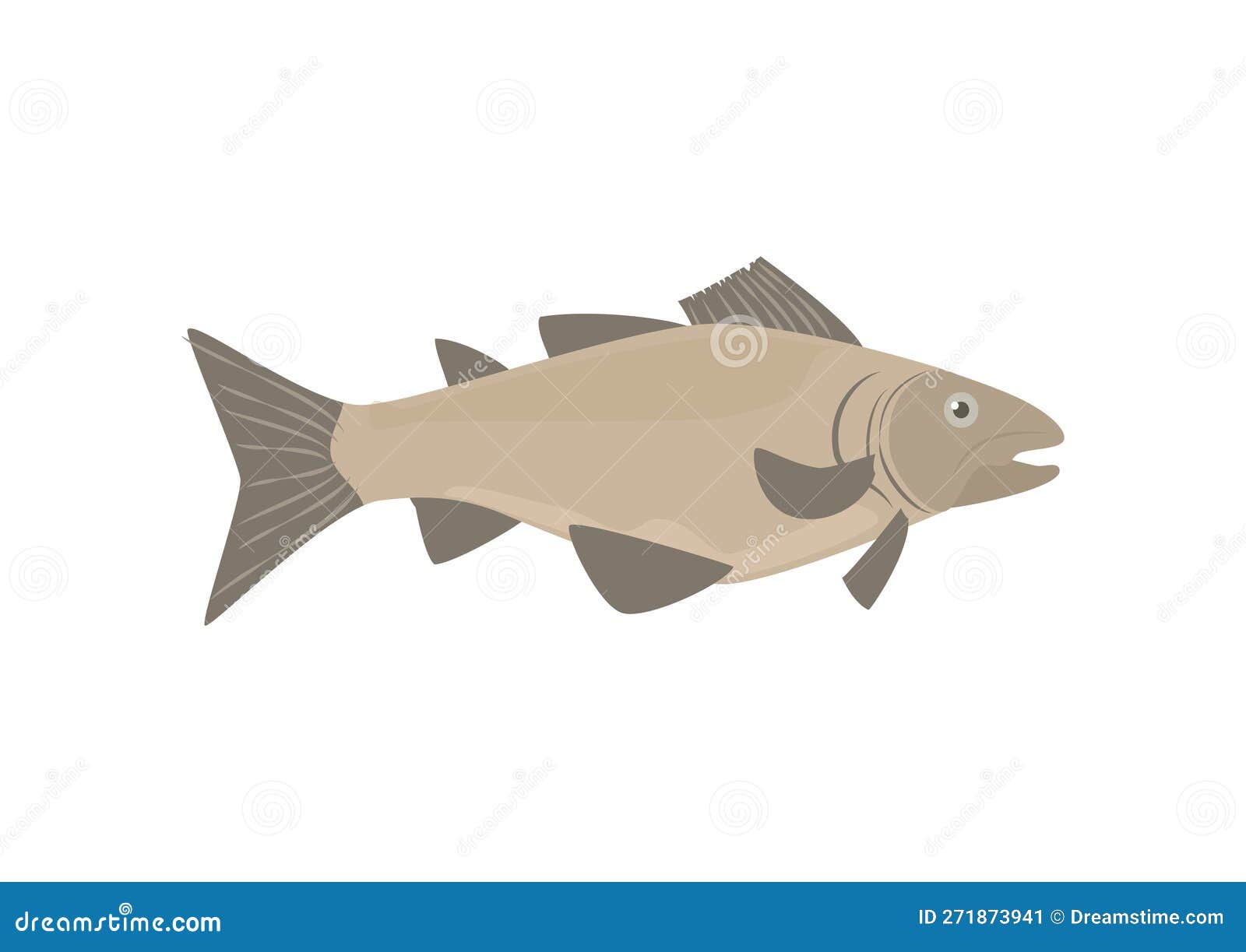 Cod or Codfish Cartoon Symbol Flat Vector Illustration Isolated on ...