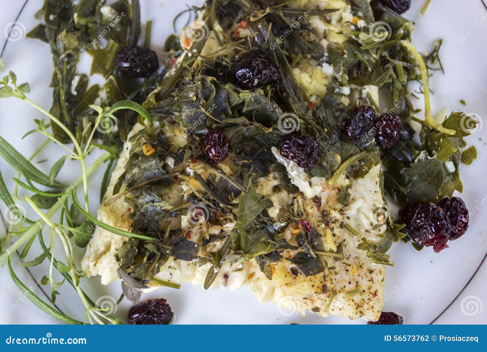 Cod with Cranberries, Thyme and Rosemary Stock Photo - Image of fish ...