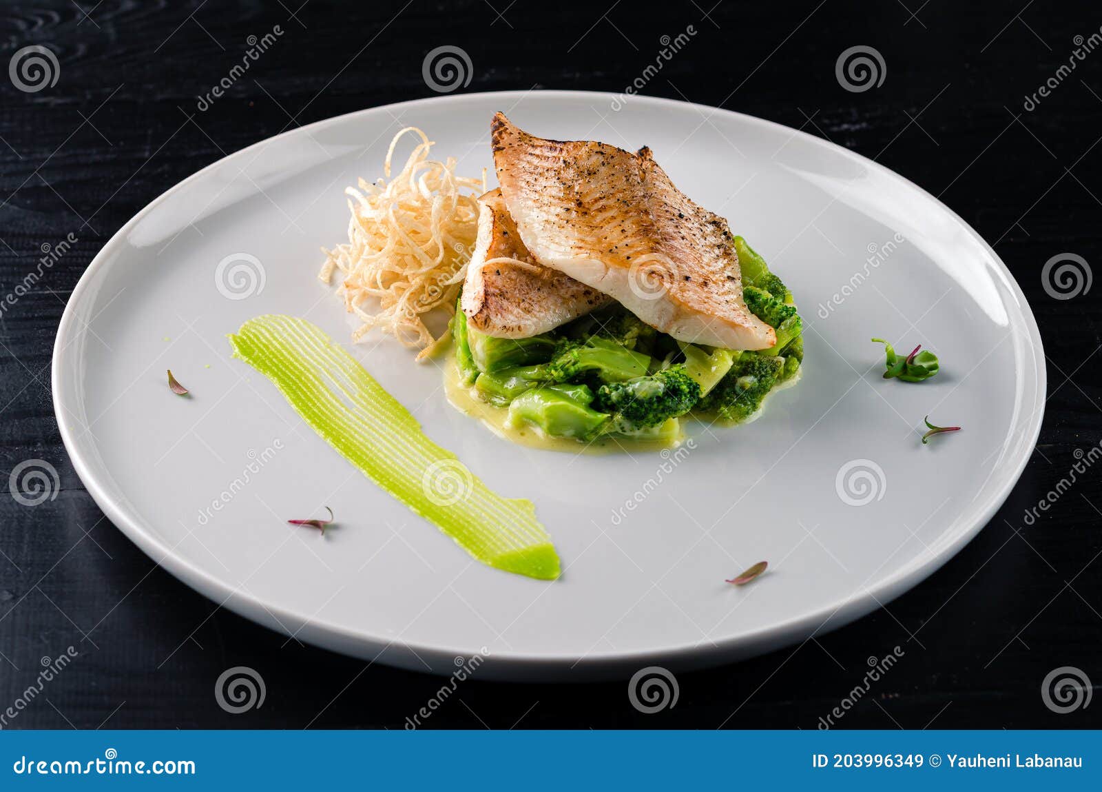 Cod Fillet with Broccoli, Fried Breaded Fish Fillets with Broccoli ...