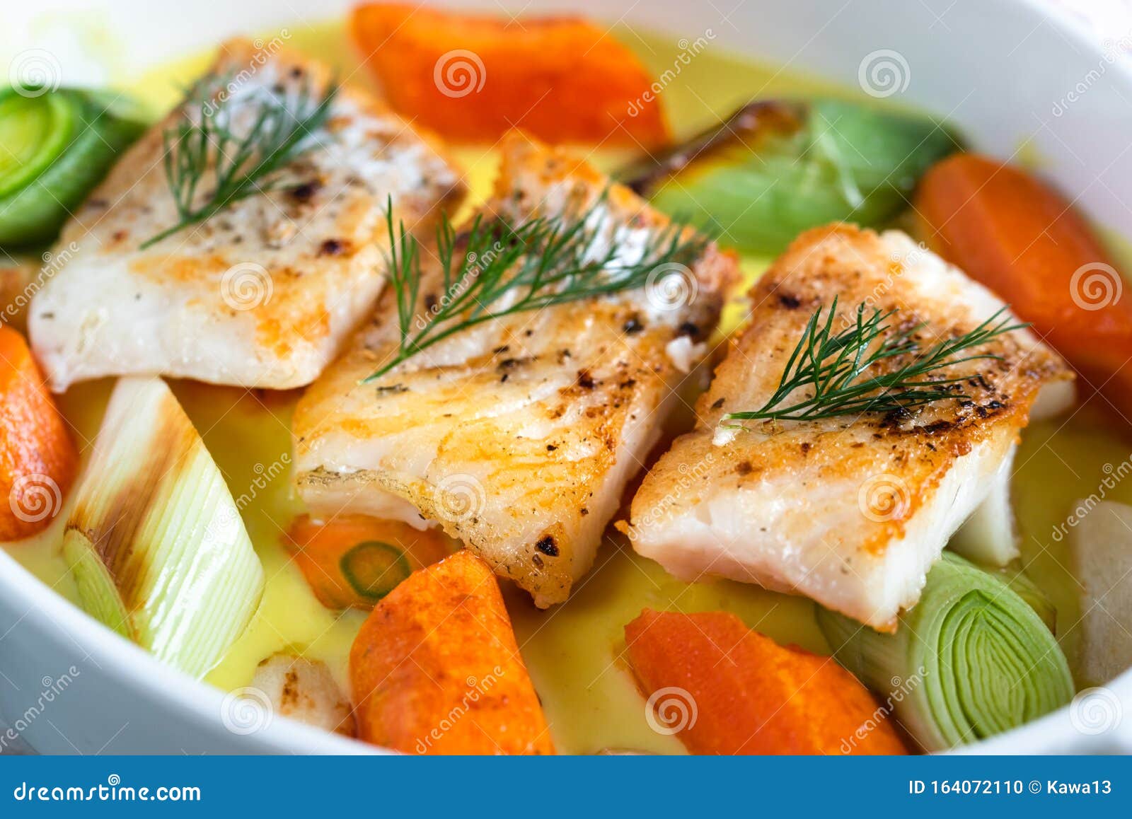 Cod Fish Baked with Vegetables Stock Photo - Image of baked, festive ...
