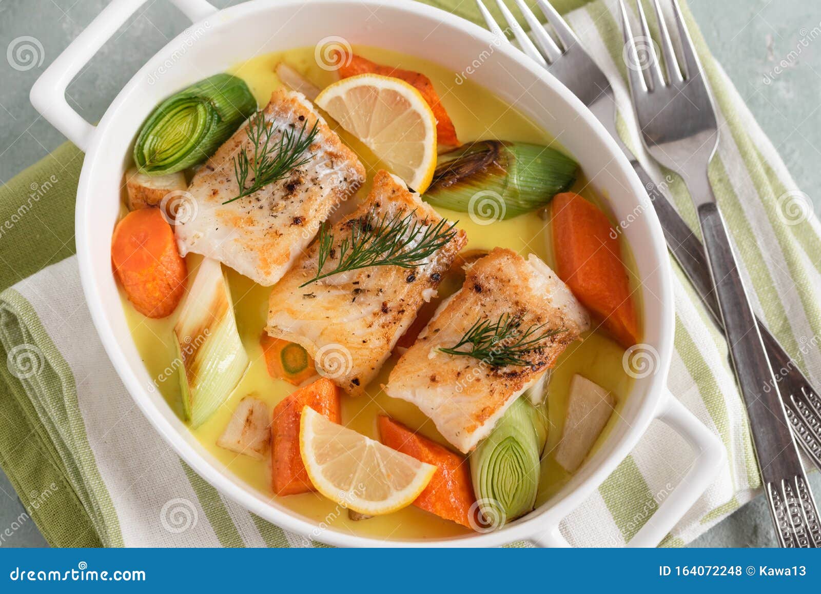 Cod Fish Baked with Vegetables Stock Photo - Image of roast, vegetables ...