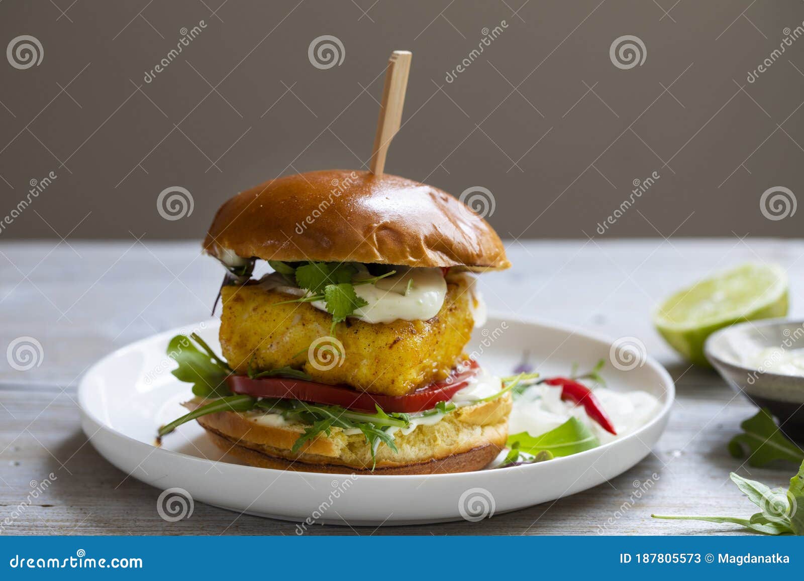 Cod fish burger stock image. Image of sandwich, fried - 187805573