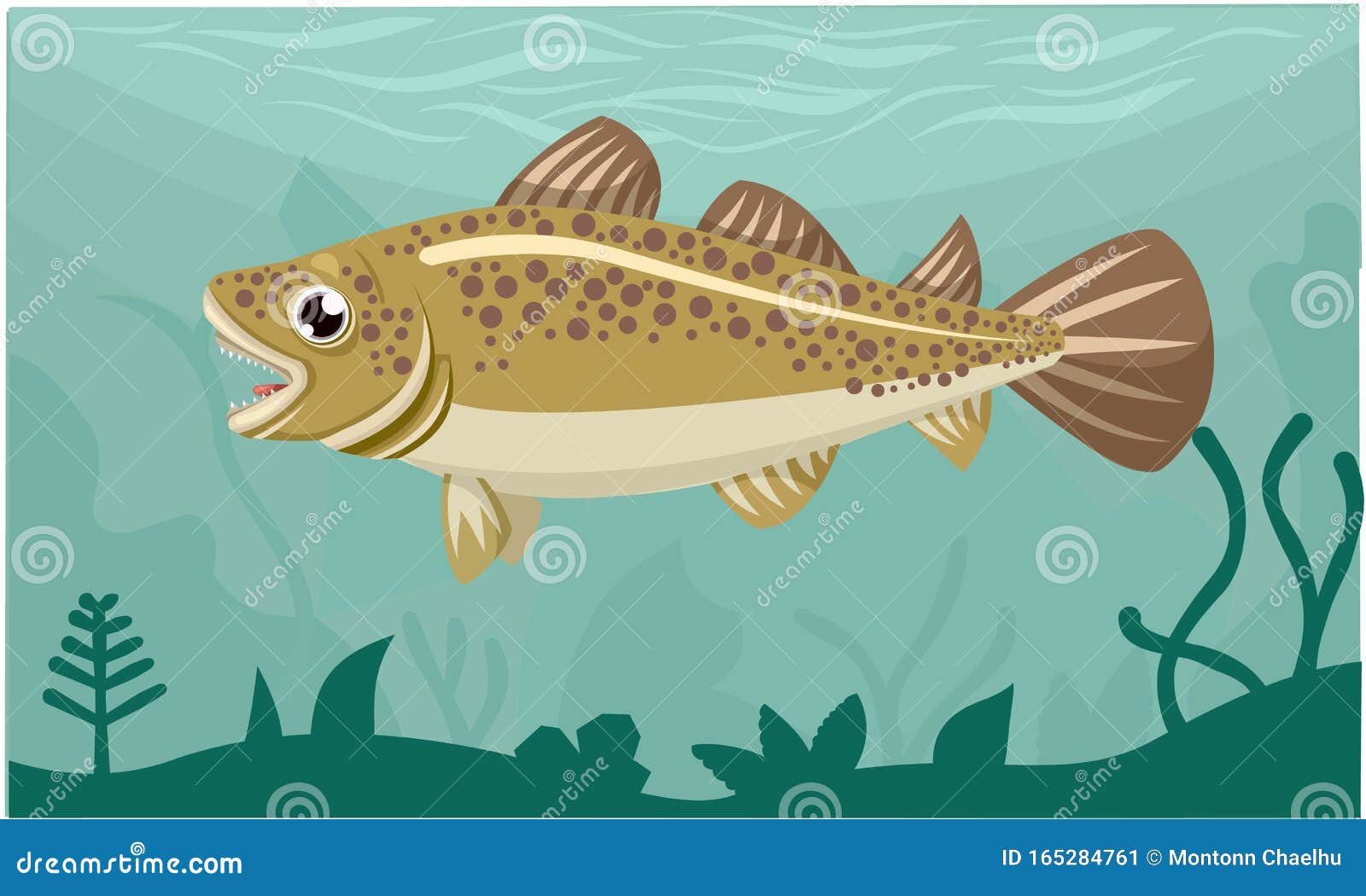 Cod Fish Cartoon Design Vector Illustration Stock Vector - Illustration ...