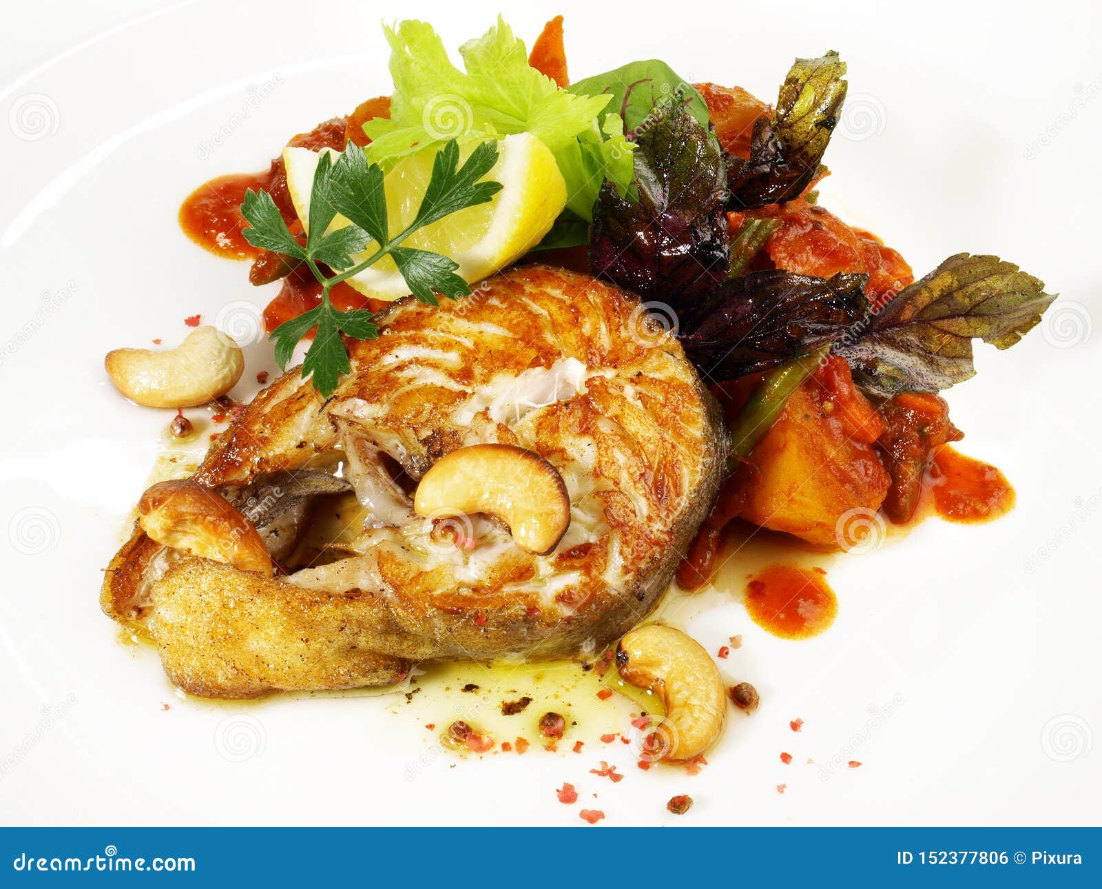 Cod Fish Chop on Tomato stock photo. Image of ingredient - 152377806