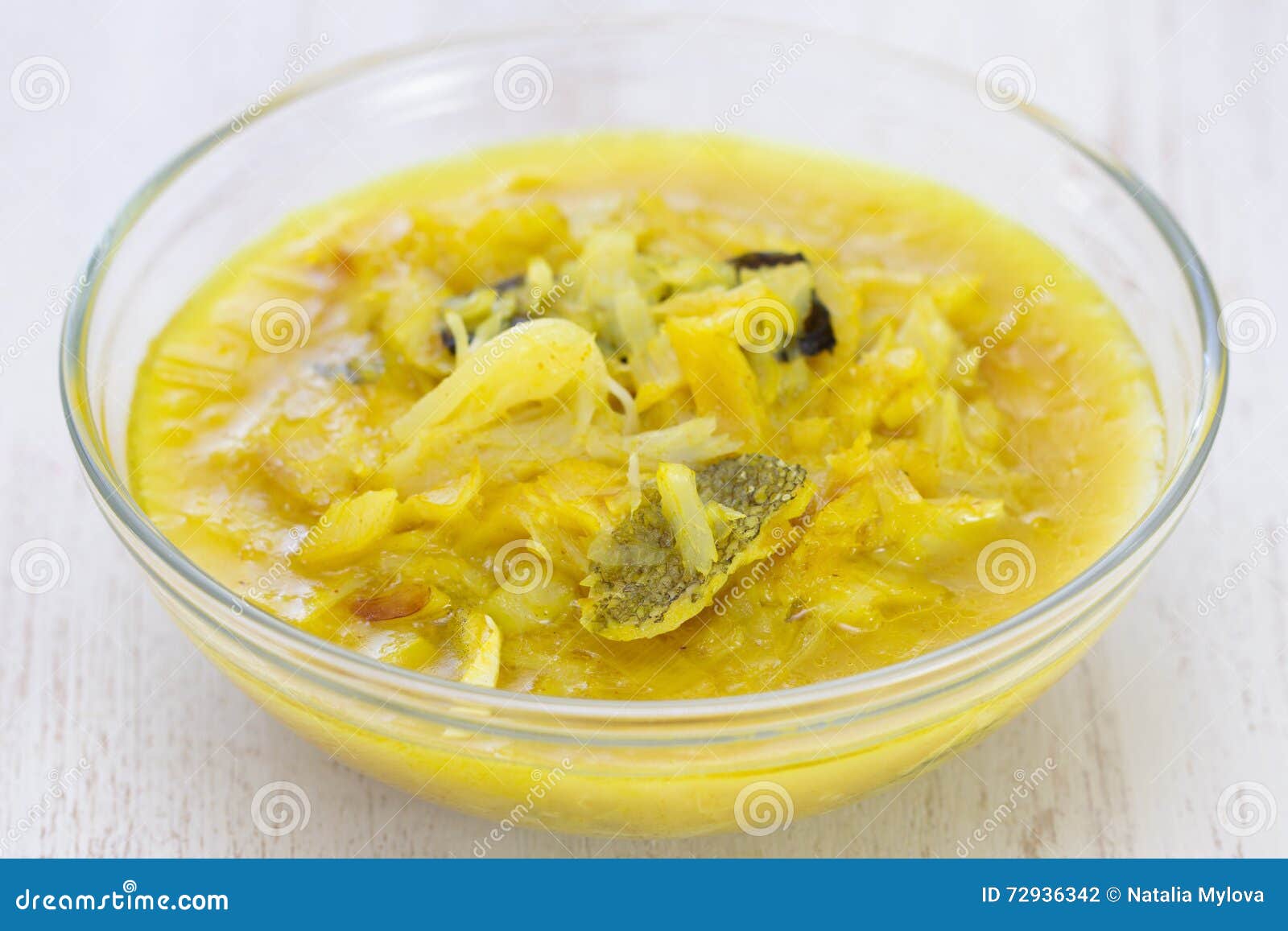 Cod fish curry in bowl stock photo. Image of boiled, typical - 72936342