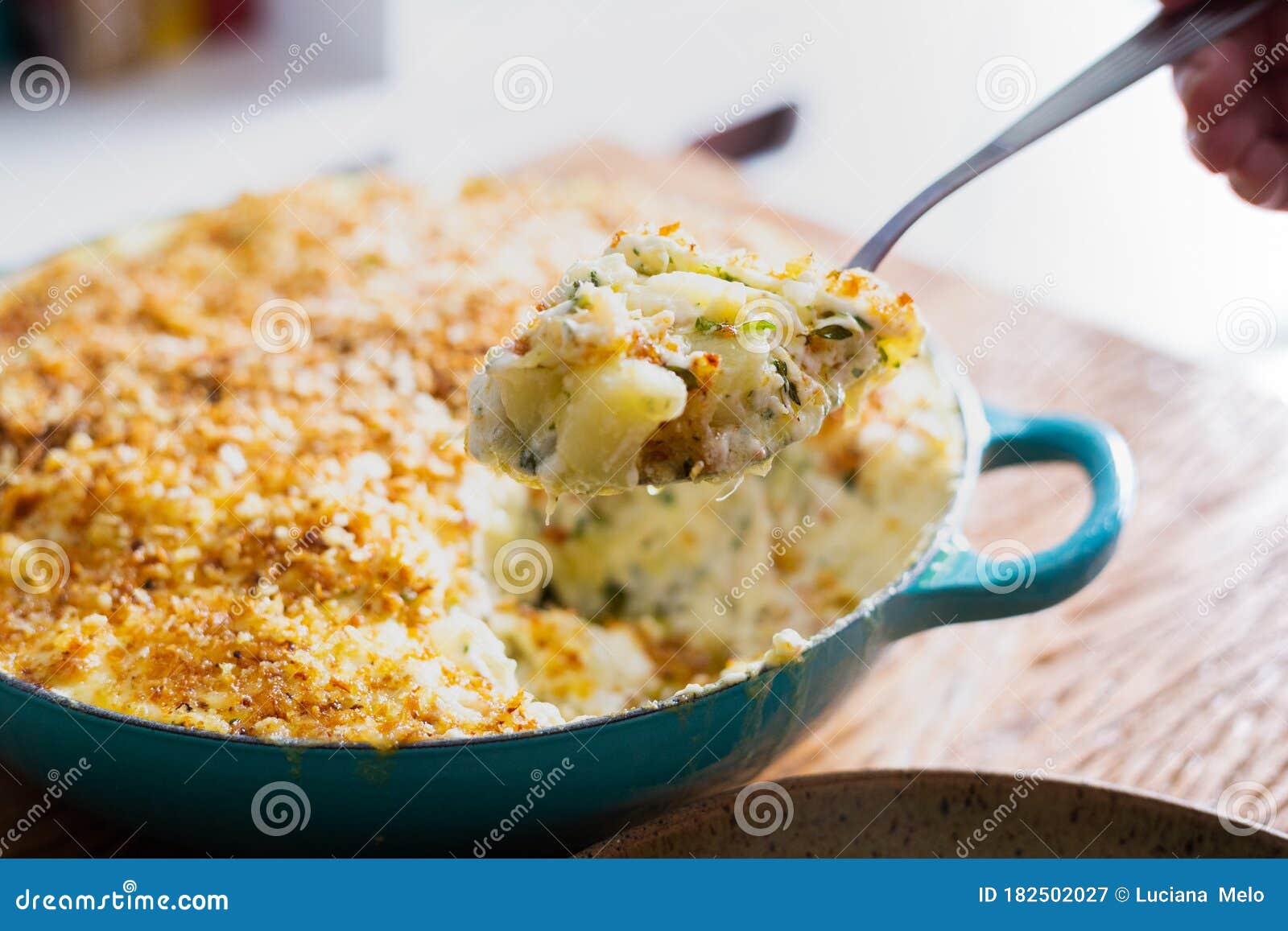 Cod Fish Dish with Cream and Potato Stock Image - Image of homemade ...