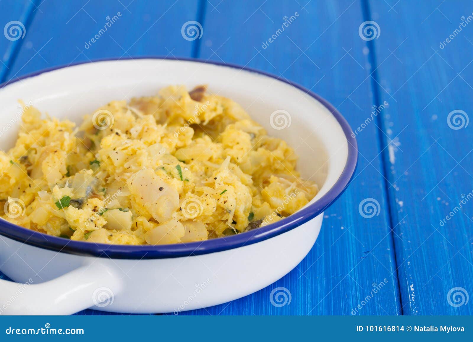 Cod Fish with Egg and Herbs on Dish Stock Photo - Image of healthy ...