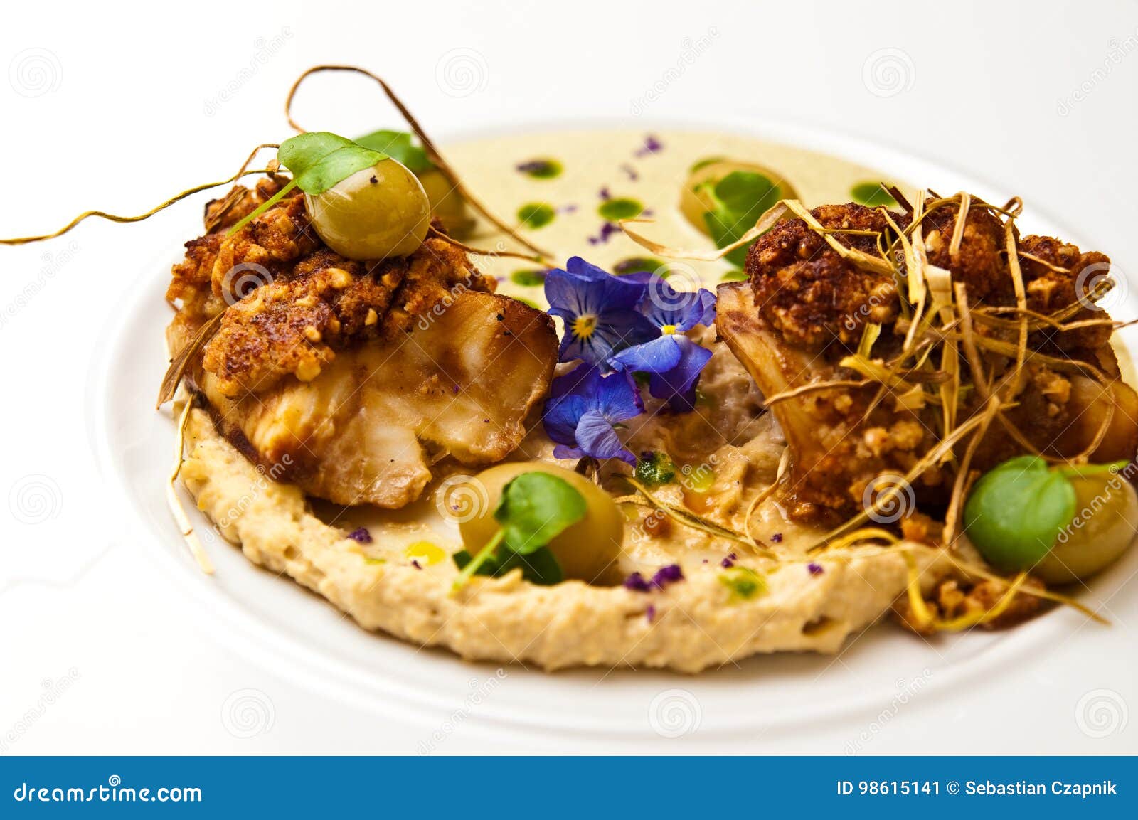 Cod Fish Elegant Dish with Grapes Stock Image - Image of dish, fish ...