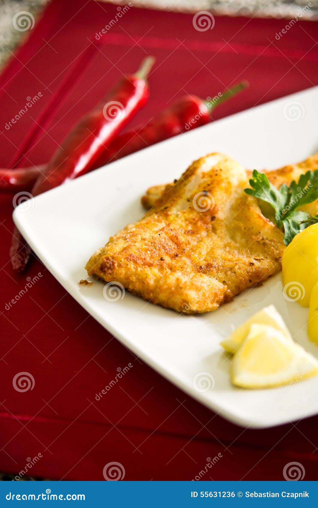 Cod Fish Fillet with Potatoes Stock Photo - Image of piece, food: 55631236
