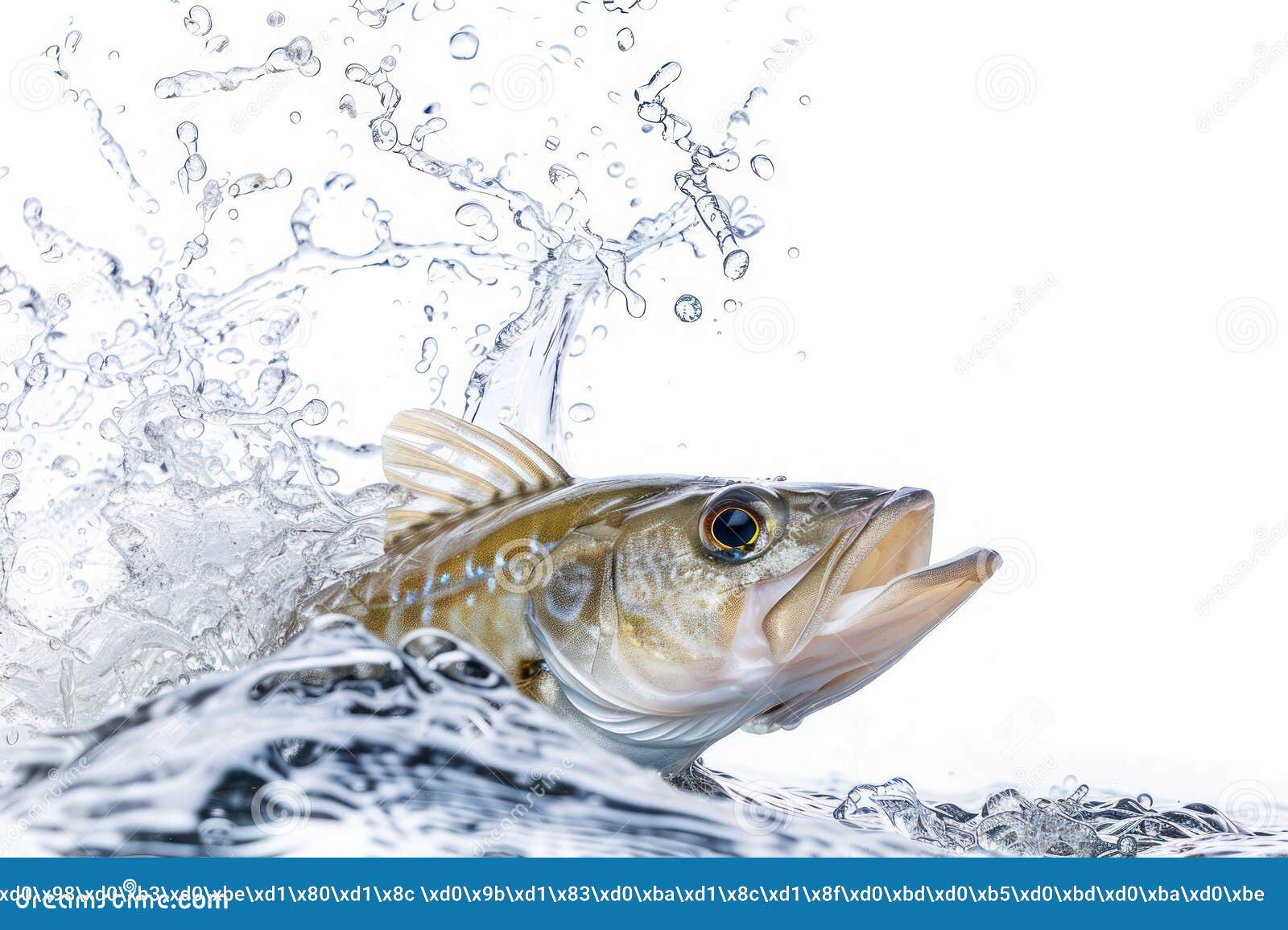 Cod Fish Jumping Out of Water Isolated on White Background Stock ...