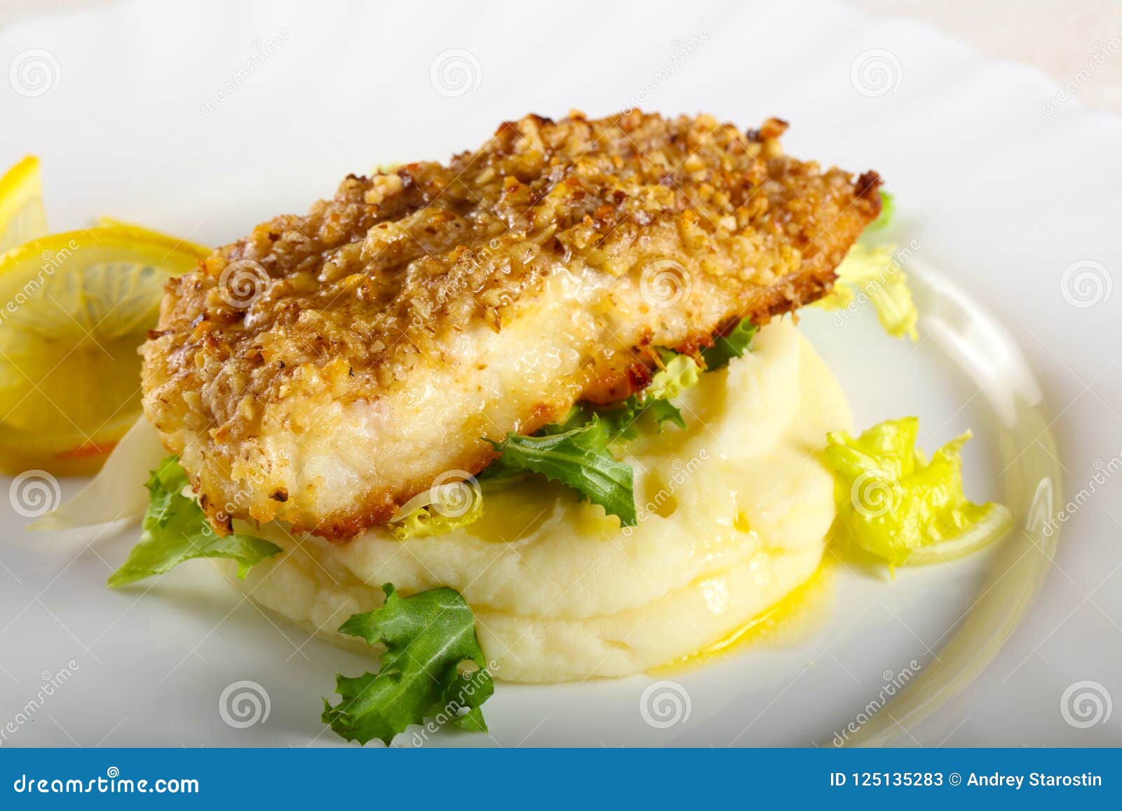 Cod Fish with Mashed Potato Stock Image - Image of fresh, vegetable ...