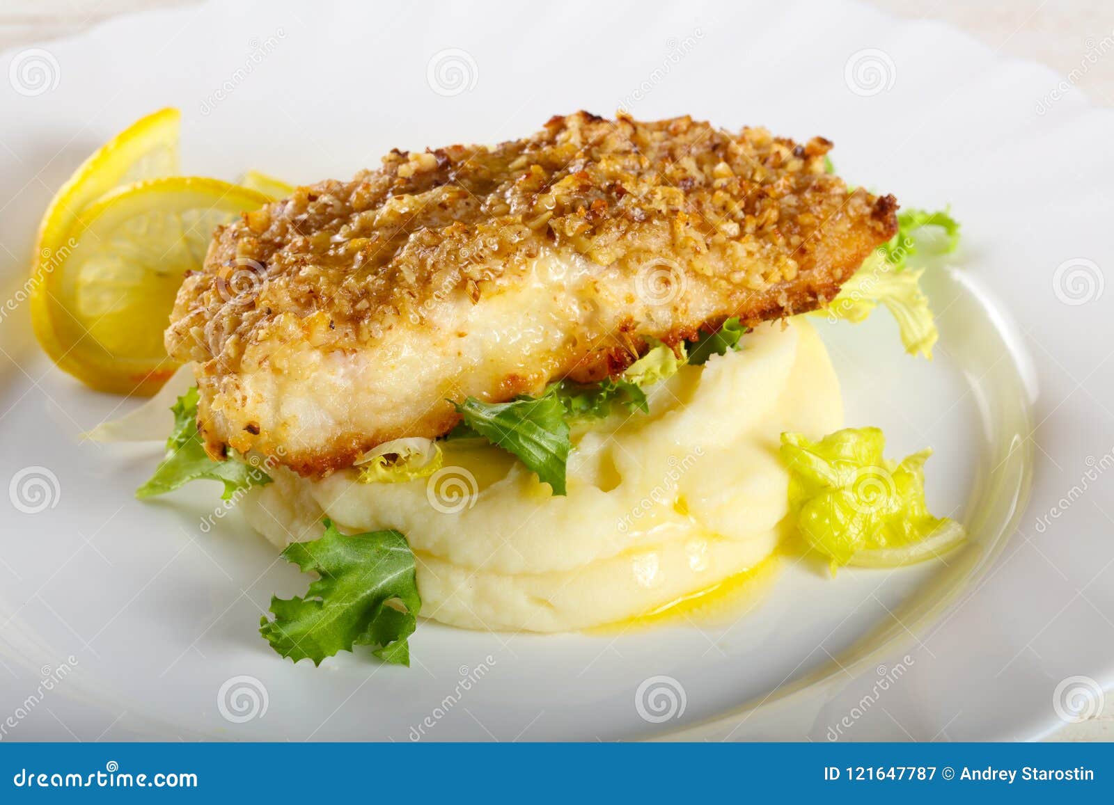Cod Fish with Mashed Potato Stock Image - Image of lunch, seafood ...