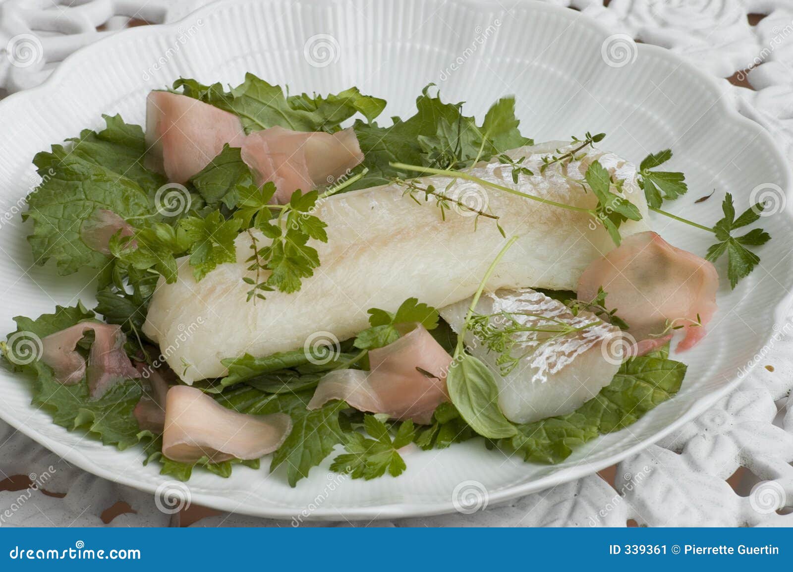 Cod fish plate stock image. Image of thyme, appetizers - 339361