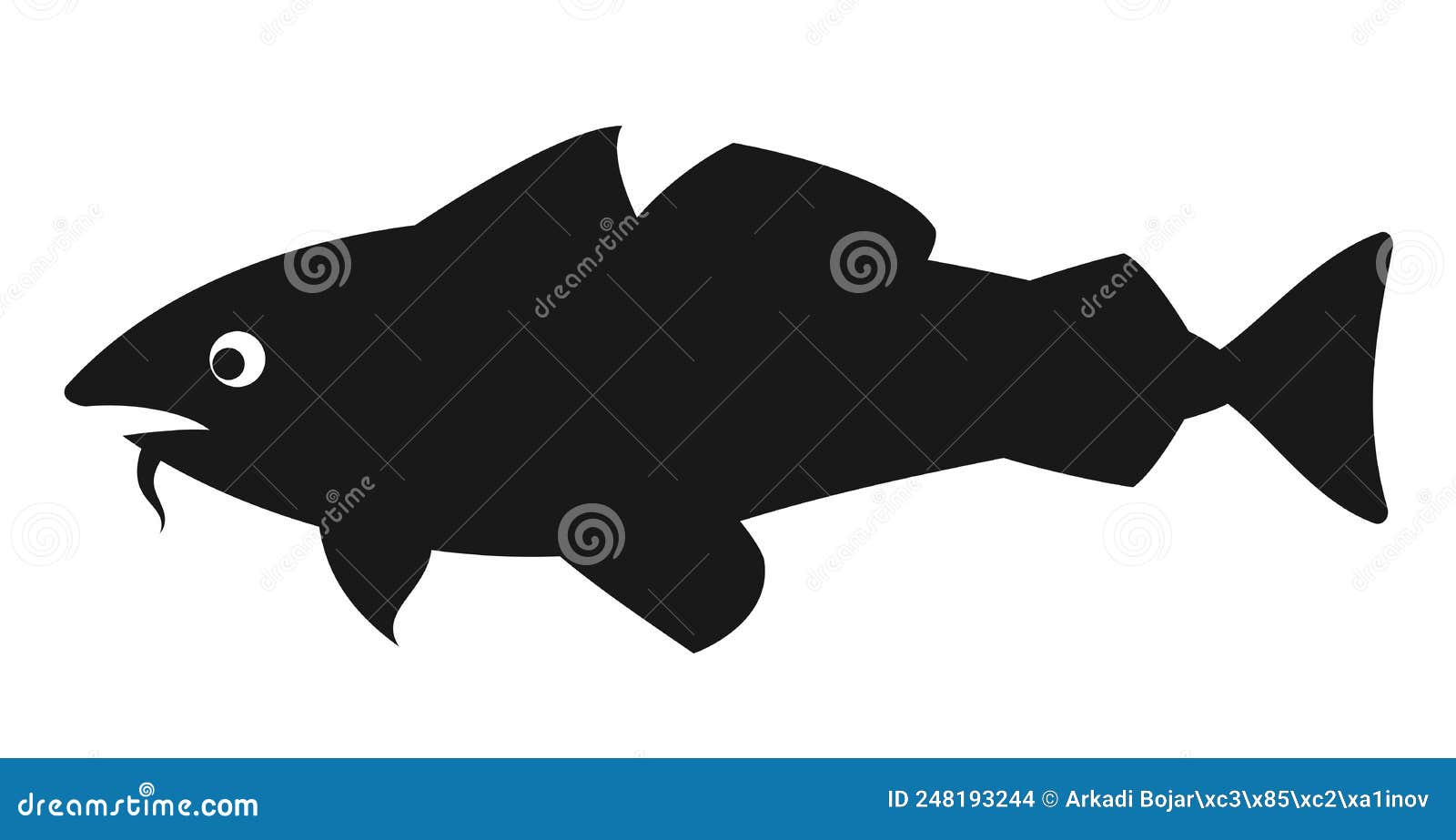 Cod Fish Silhouette Vector Icon Stock Vector - Illustration of animal ...