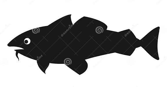 Cod Fish Silhouette Vector Icon Stock Vector - Illustration of animal ...