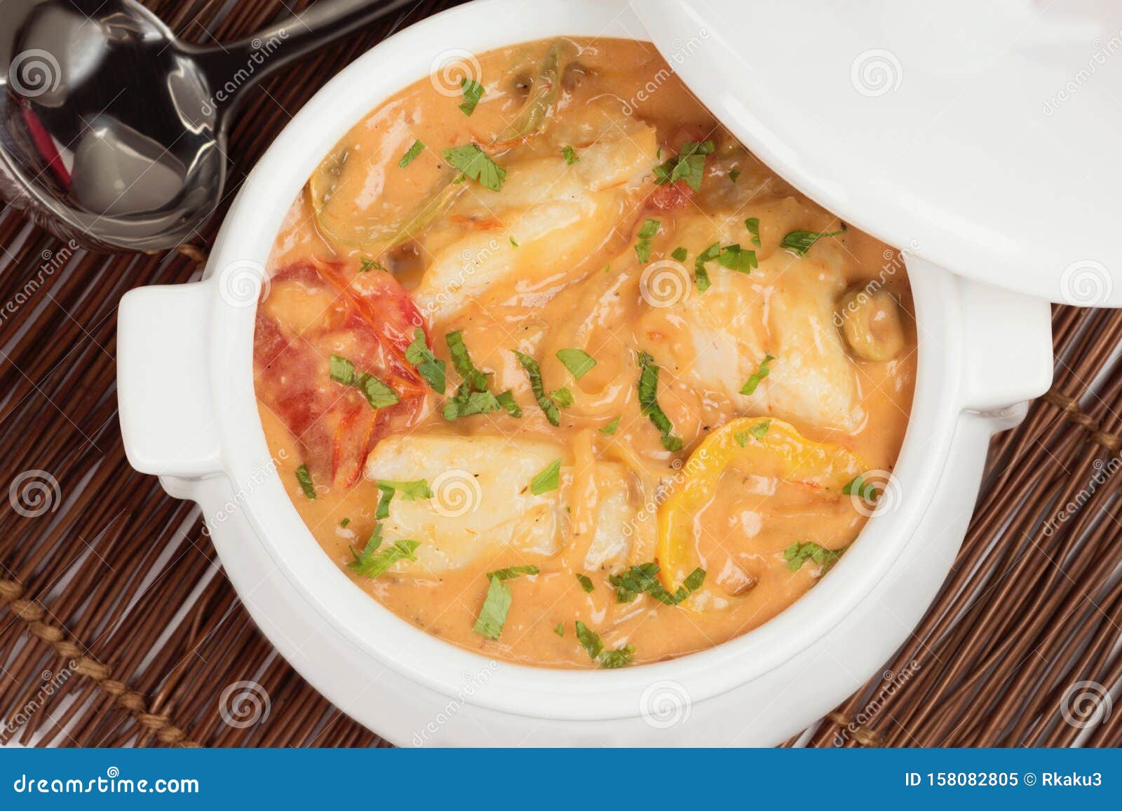 Cod Fish Stew Seen from Above Stock Image - Image of seafood, sauce ...