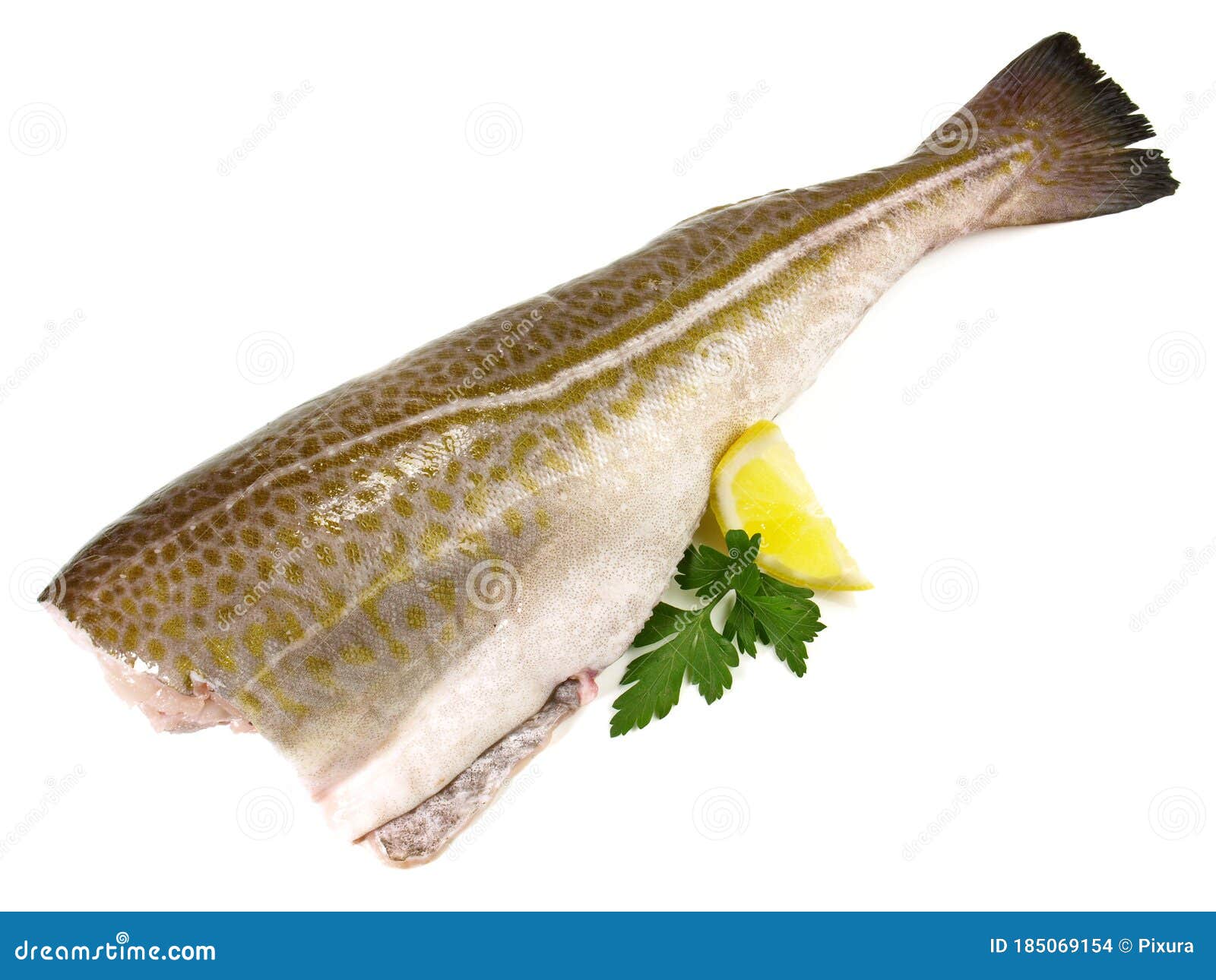 Seafood - Cod Fish Isolated on White Background Stock Photo - Image of ...