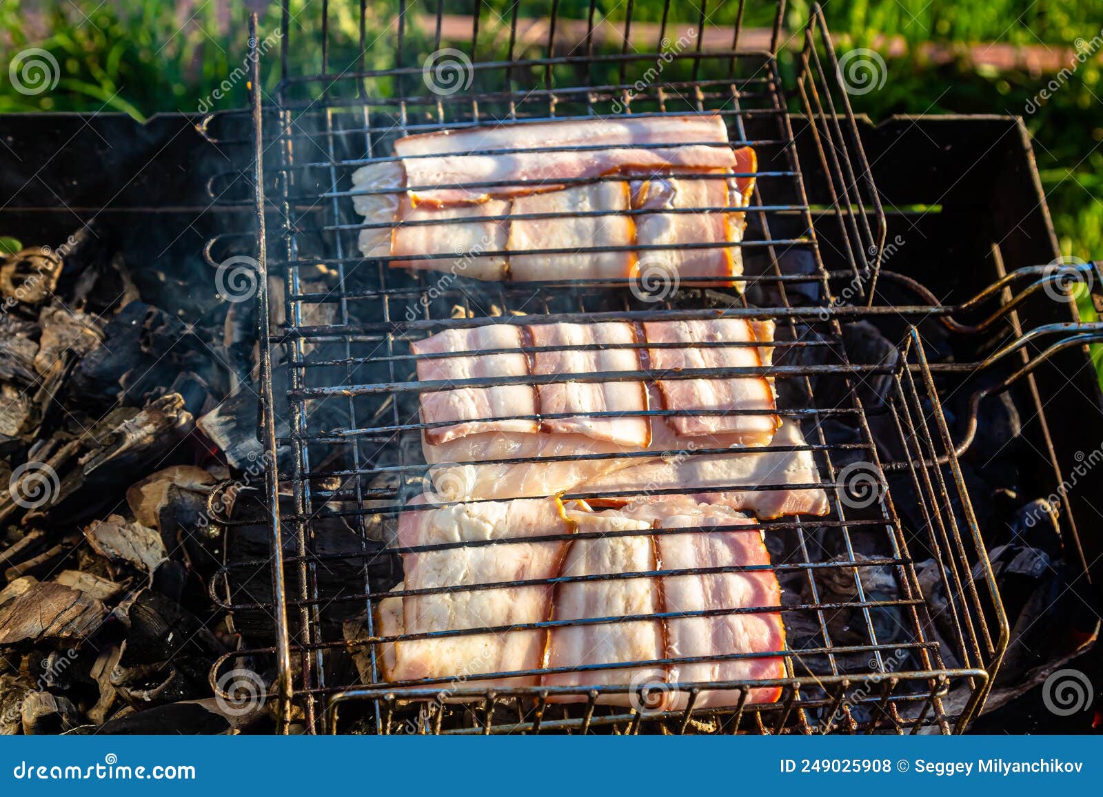 Cod fish wrapped in bacon stock photo. Image of fried - 249025908