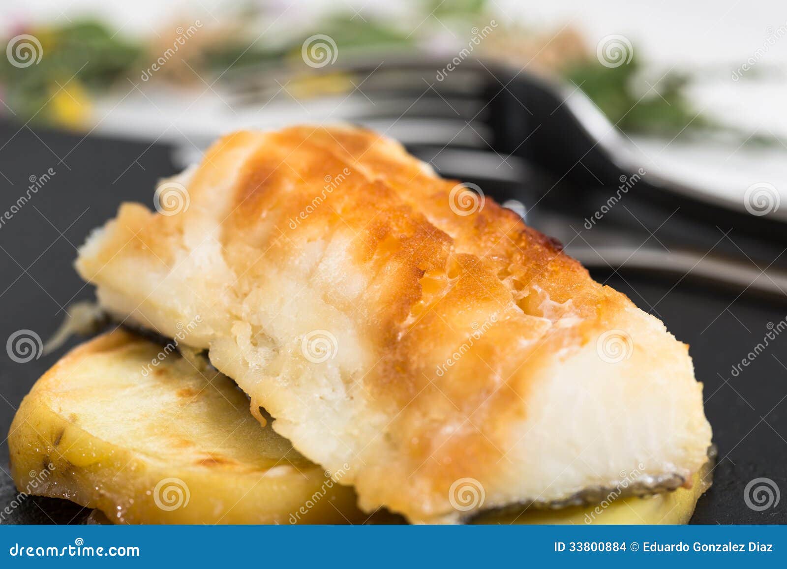 Cod with honey stock photo. Image of fillet, lettuce - 33800884