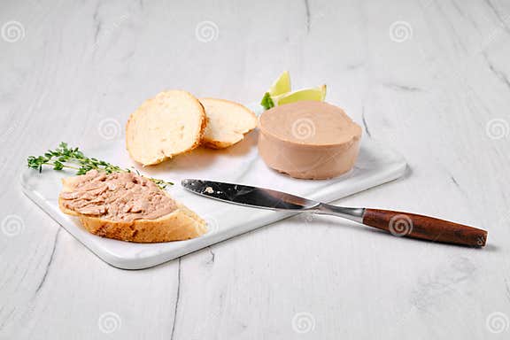 Cod Liver on Toast on Marble Serving Plate Stock Photo - Image of ...