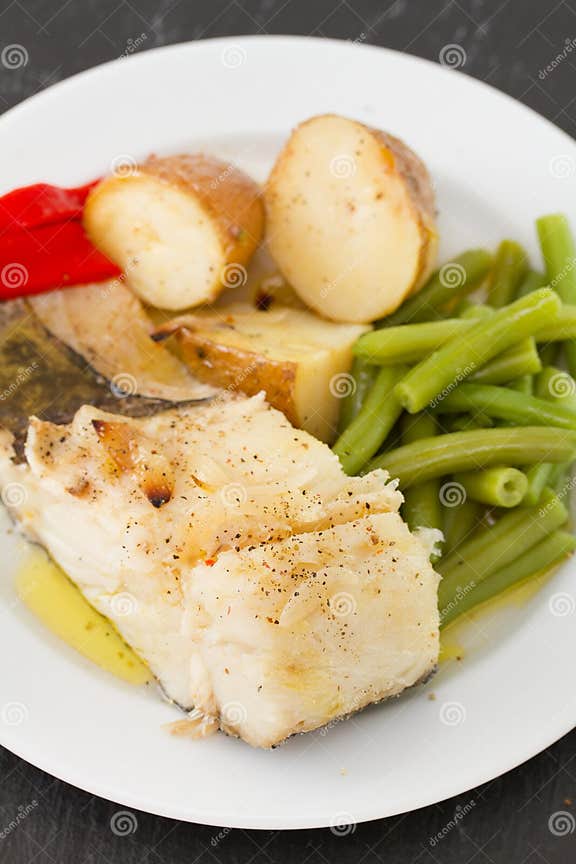Cod with potato and beans stock photo. Image of beans - 43624834