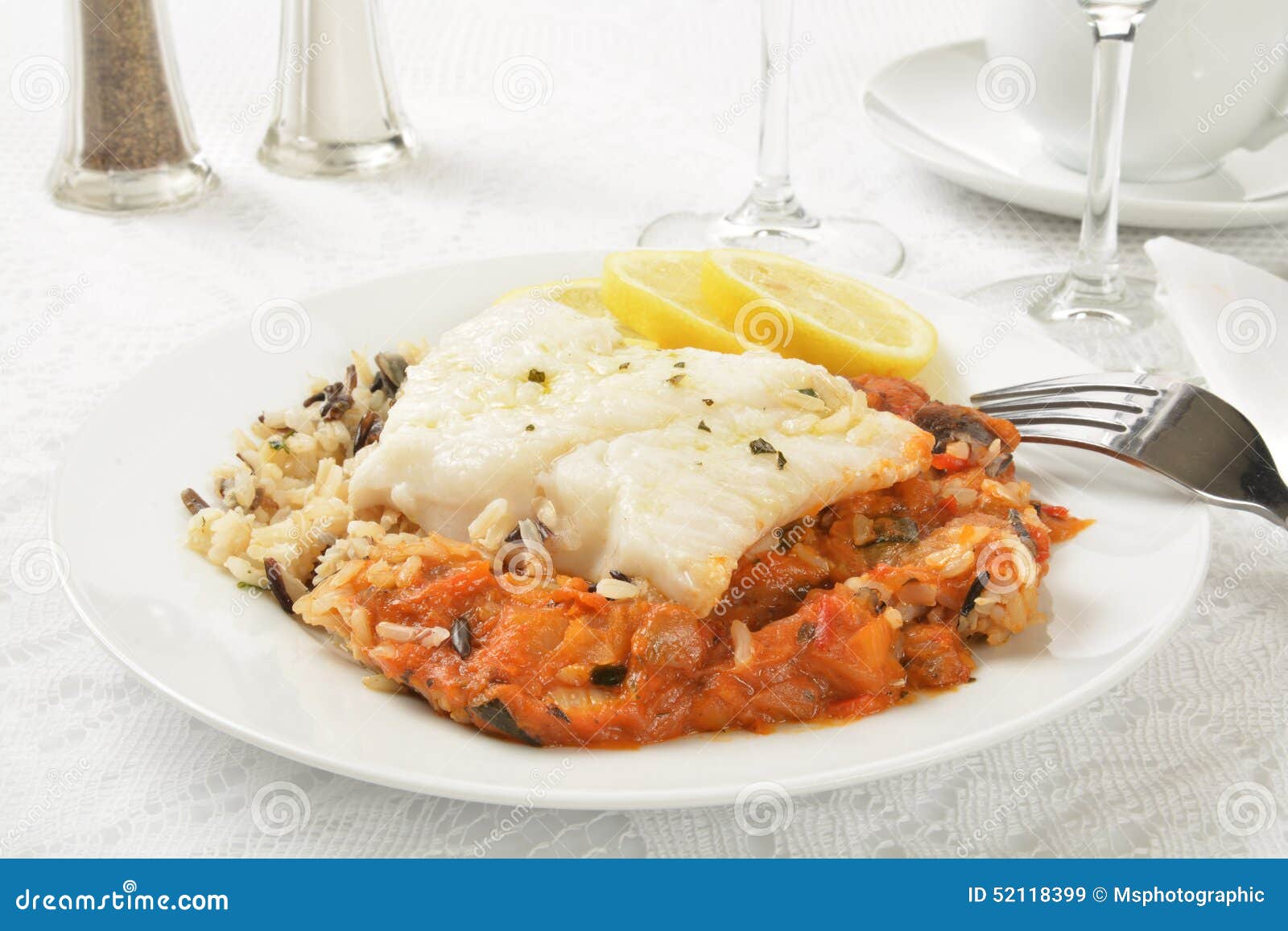 Cod Provencal on Rice stock image. Image of horizontal - 52118399