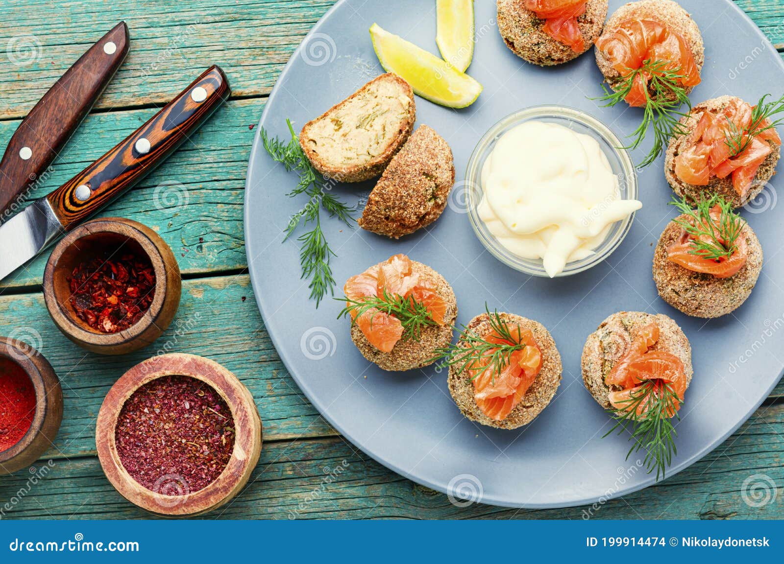 Cod roe cutlets stock photo. Image of roasted, dill - 199914474