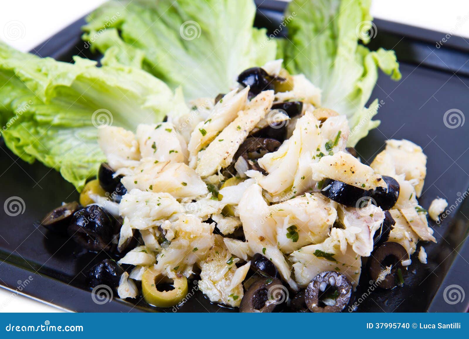 Cod salad stock photo. Image of white, summer, flat, green - 37995740