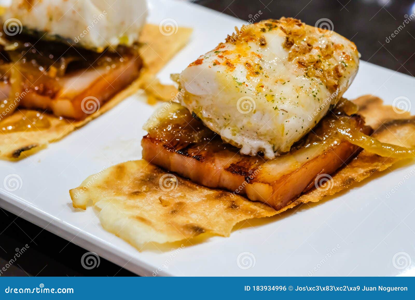 Cod Top with Marinated Pork Belly Stock Photo - Image of lunch, fillet ...