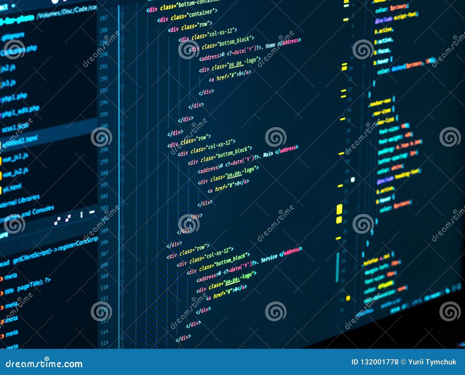 Codage Du HTML Et Du CSS Dans L'ide, Macro Développement Web Code Source De Logiciel Photo stock ...