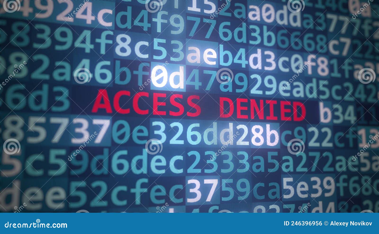 Code and ACCESS DENIED Text on the Computer Display. 3D Rendering Stock ...