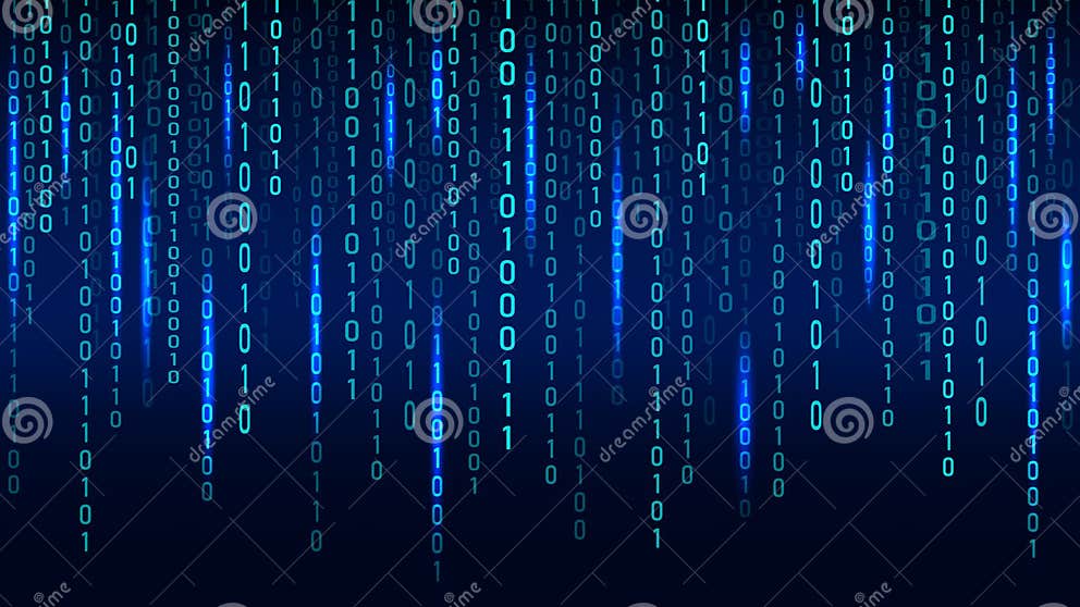 The Code of the Background Matrix Falling from the Top. Vector Particle ...