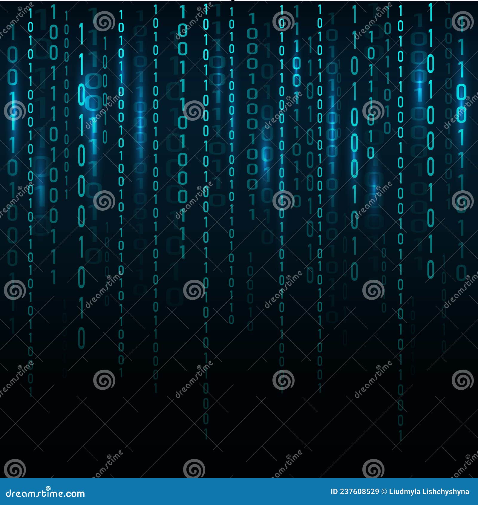 The Code of the Background Matrix Falling from the Top. Vector Particle ...