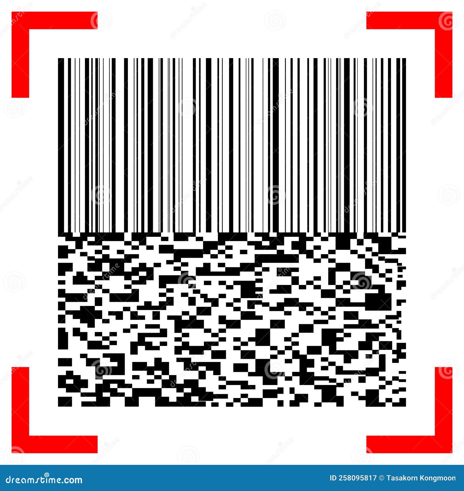 Code Barre Et Code Qr Avec Scanner Rouge Sur Illustration Vectorielle ...