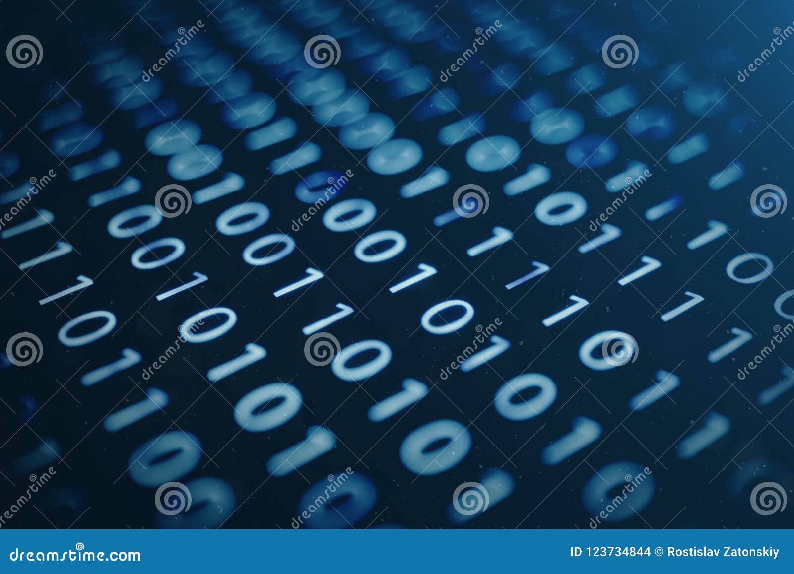 Code Binaire De L'illustration 3D Sur Le Fond Bleu Octets De Code ...