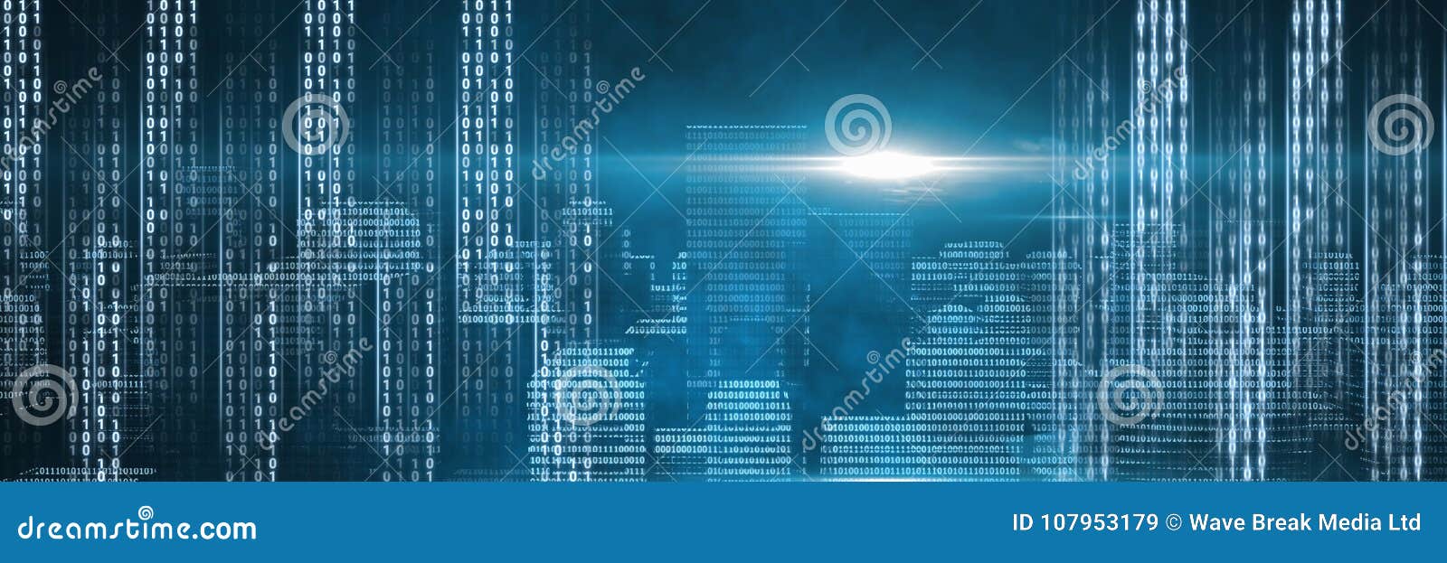 Code Binary Interface and Blue Background Stock Illustration - Illustration of black, cityscape ...